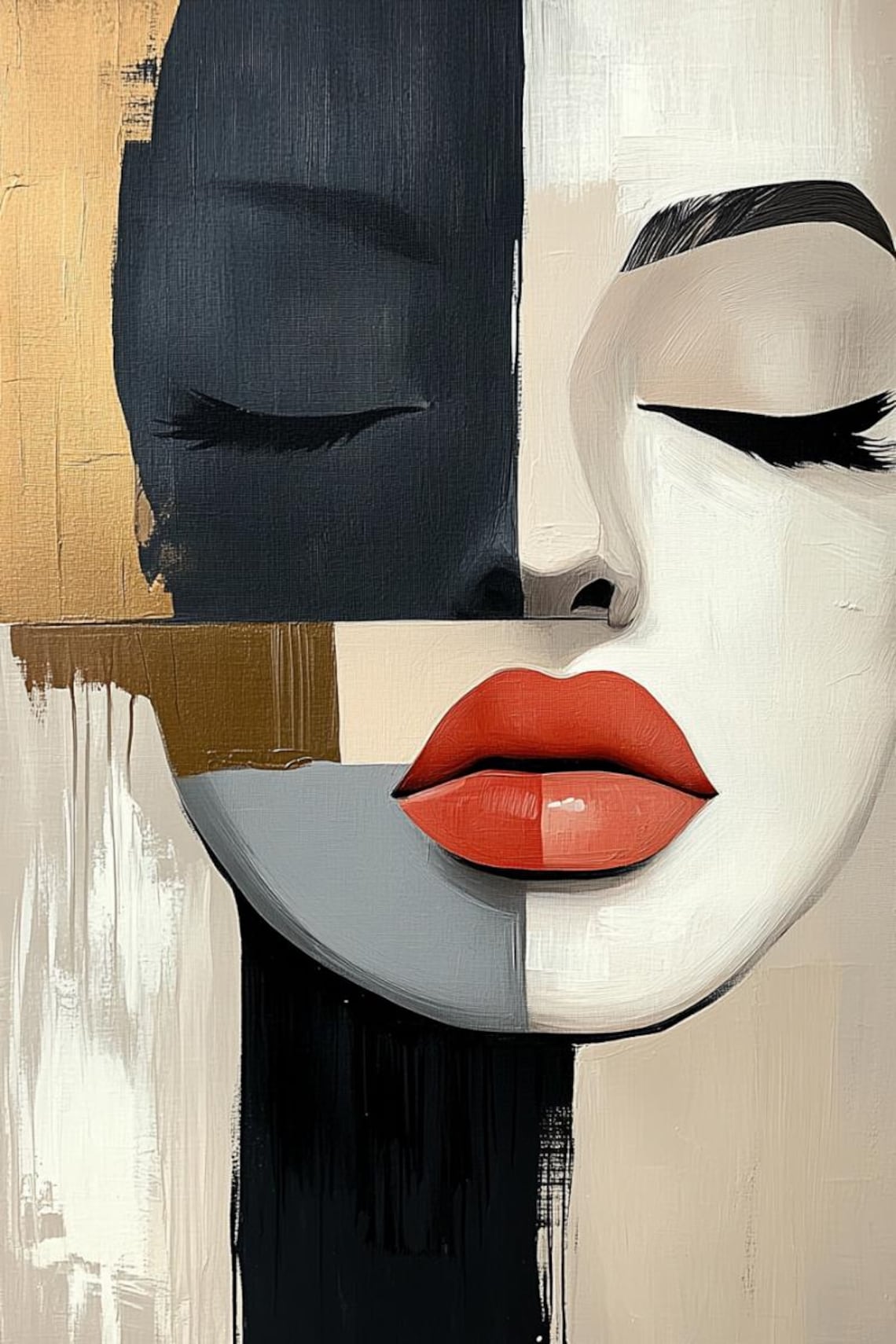 Abstract Figures Portraits, Set of 12 Digital Images, Large Art Poster ...