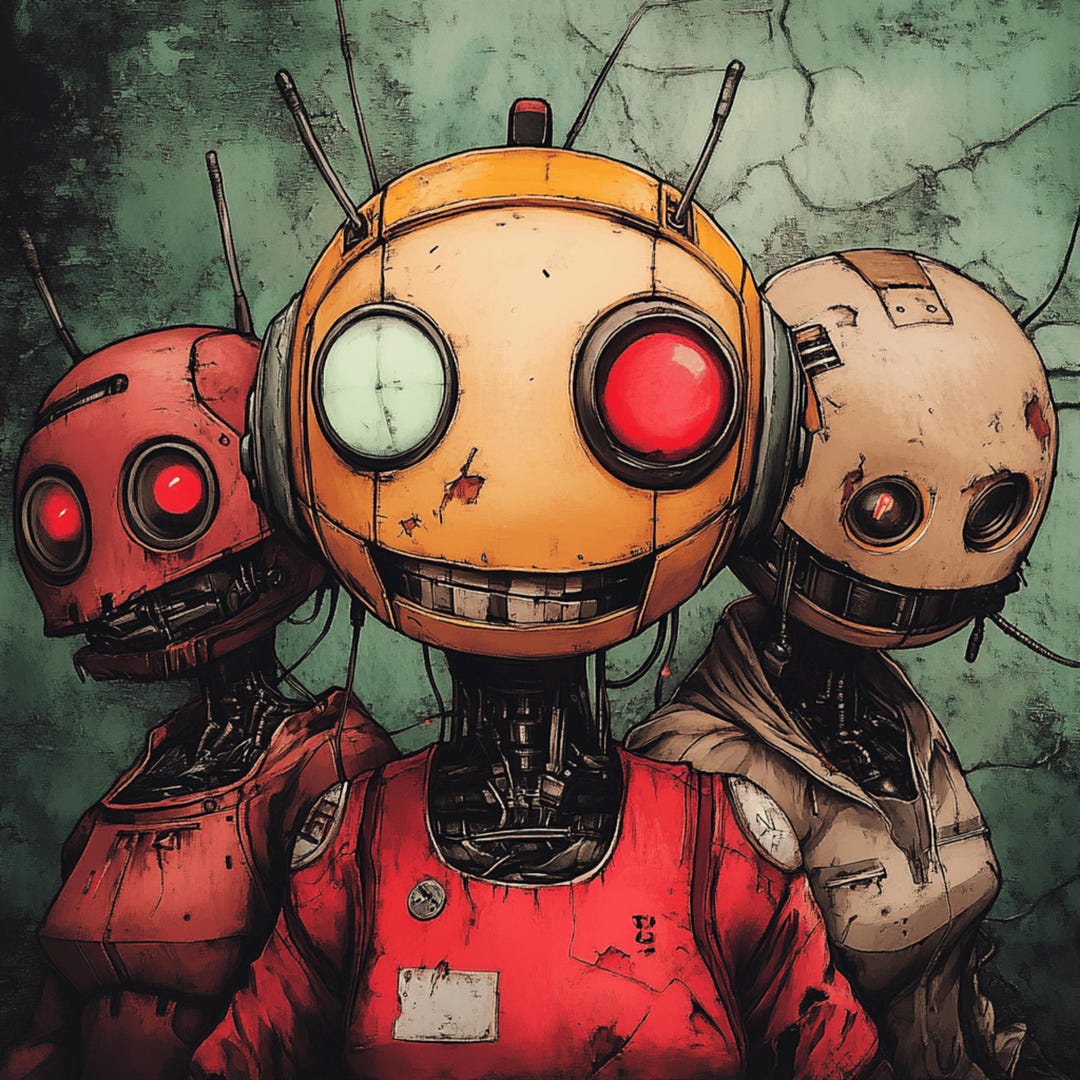 12 Vintage Retro Robot Poster, Futuristic Robot Art Print, Industrial ...