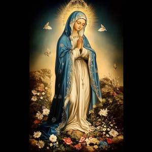 8 Mother Mary Wall Art, Digital Images Set, Religious Decor, Christmas ...