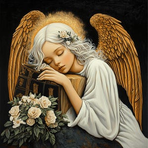 9 Sleeping Angel Poster, Large Square Artwork, Digital Images, Angel ...