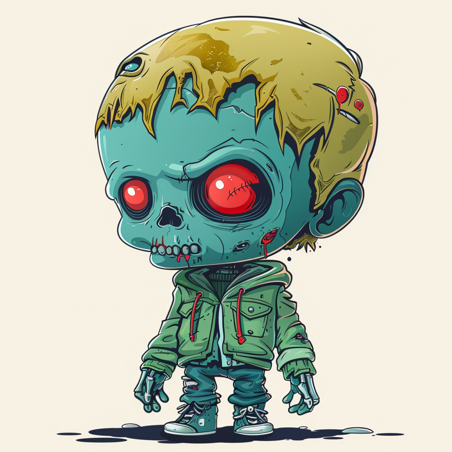 8 Chibi Children Zombie Wall Art, Set of Eight Digital Images, Kids ...