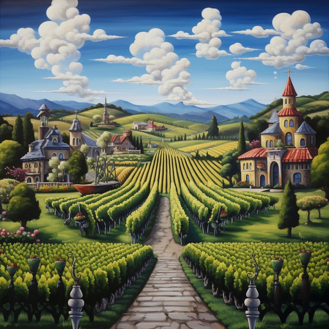 FOURTEEN Napa Valley Art Vineyard, Rustic Painting Sunset Villa Wall ...