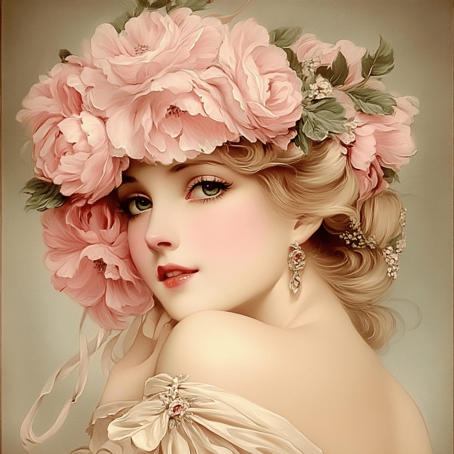 25 Coquette Aesthetic Female Figure Portrait With Animal and Flower ...