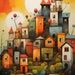 TEN Colorful Abstract Cityscapes, Digital Download, Geometric Houses ...
