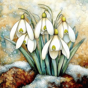 Snowdrop Digital Art Prints Set of 11 Botanical Wall Art Images ...