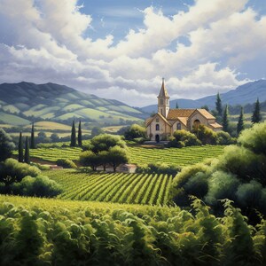 FOURTEEN Napa Valley Art Vineyard, Rustic Painting Sunset Villa Wall ...