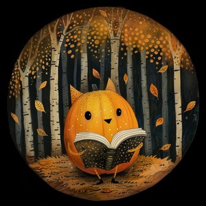 20 Whimsical Pumpkin Reading Poster, Kids Wall Art, Large Pumpkin ...