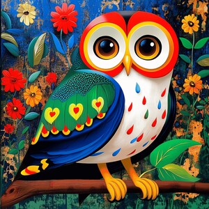 100 Owl Digital Art Print, Various Artistic Styles, Owl Poster, Large ...