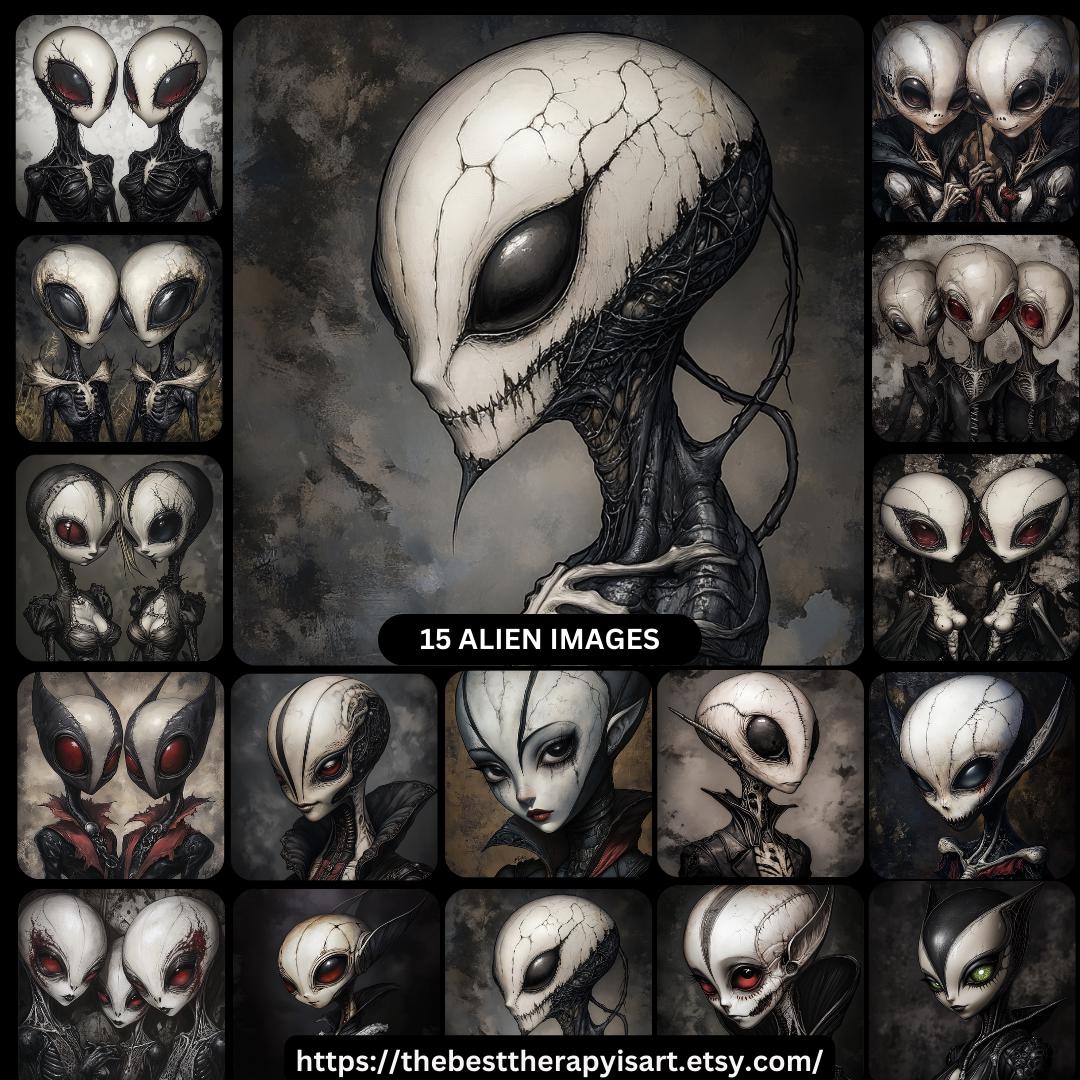 15 Alien Sci-fi Art Poster, Digital Images, Large Square Alien Artwork ...