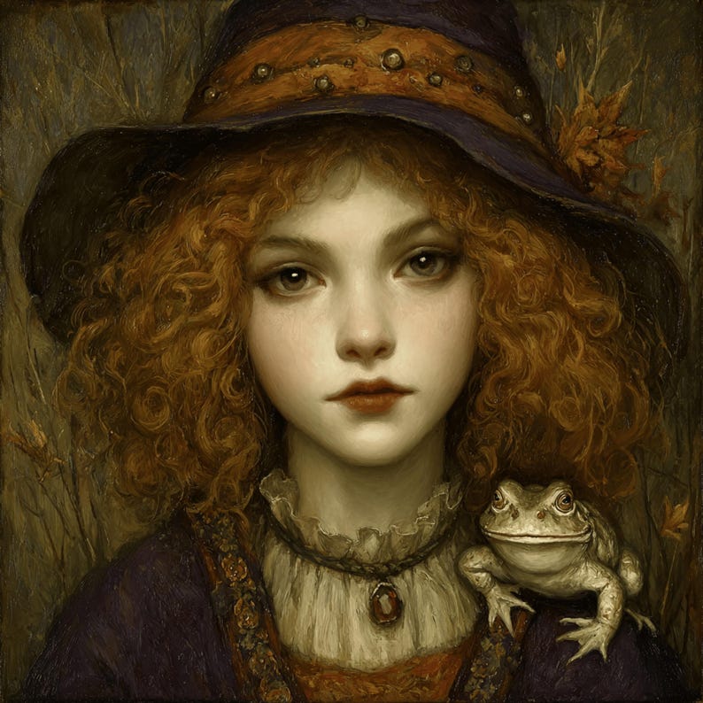 16 Witch With Toad Digital Art, Printable Witchy Wall Art, DIY Craft ...