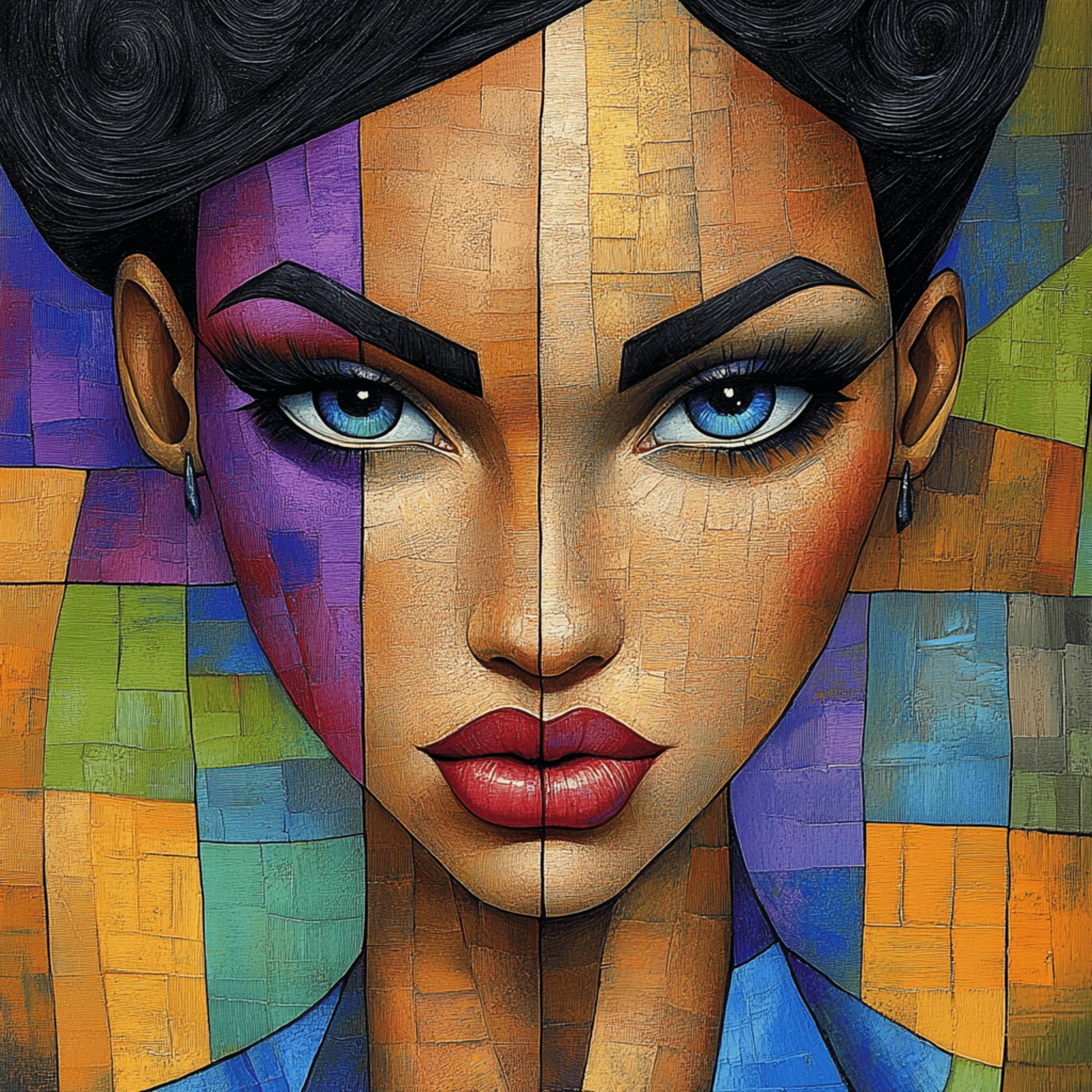 12 Colorful Cubist Abstract Portrait Poster, Modern Art Home Decor ...