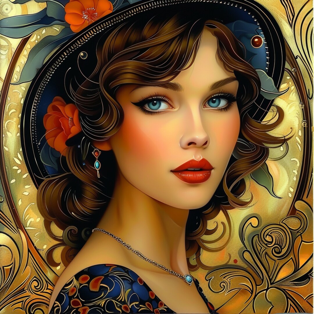 THIRTEEN Art Deco Female Portraits, Vintage Digital Art, Instant ...