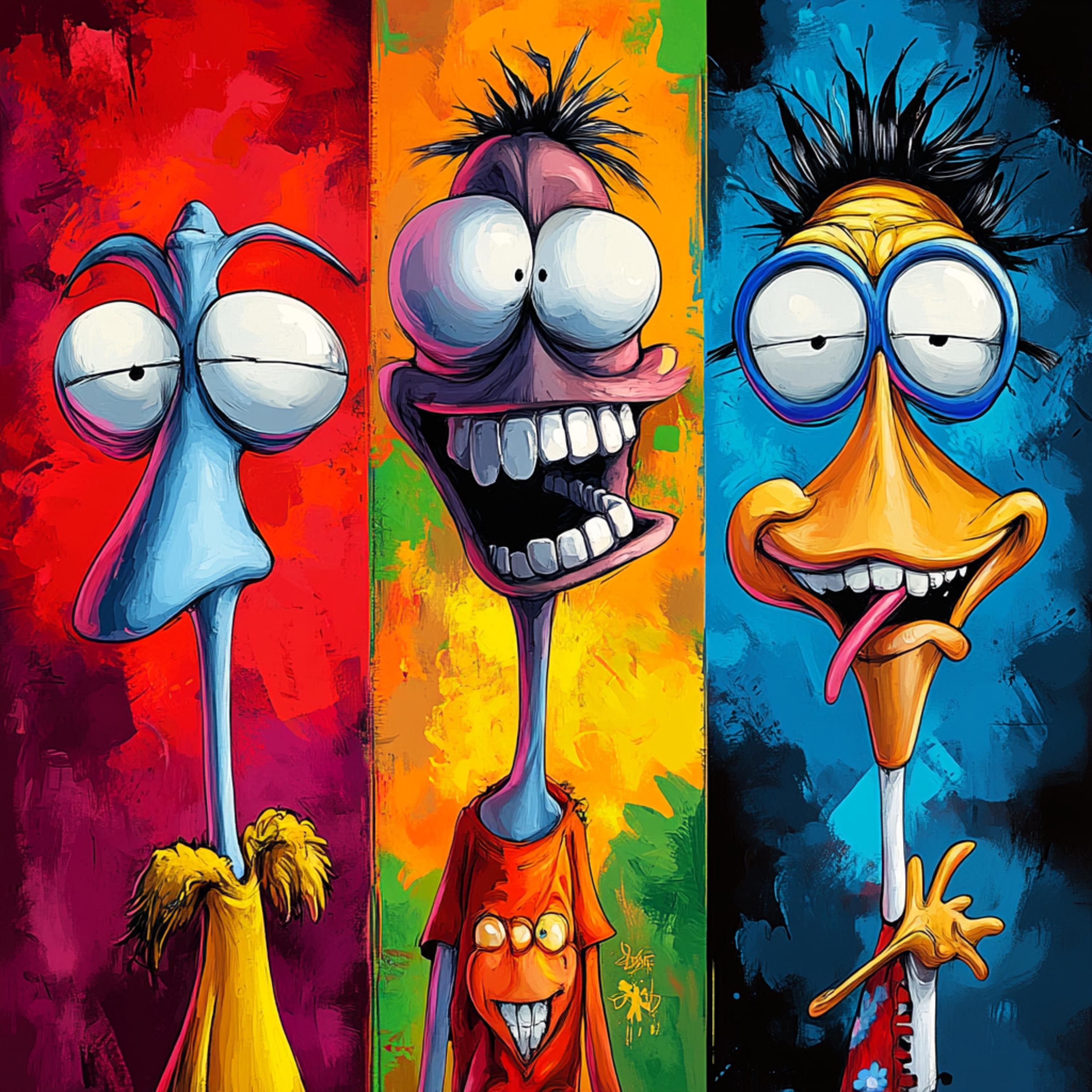 10 Vibrant Cartoon Character Prints, Colorful Poster Art, Kid's Room ...