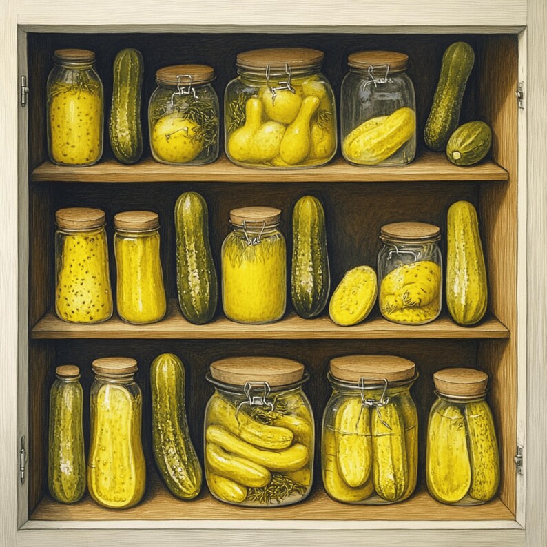Kitchen Dining Room Wall Decor Dill Pickle Artwork Print Large Square ...