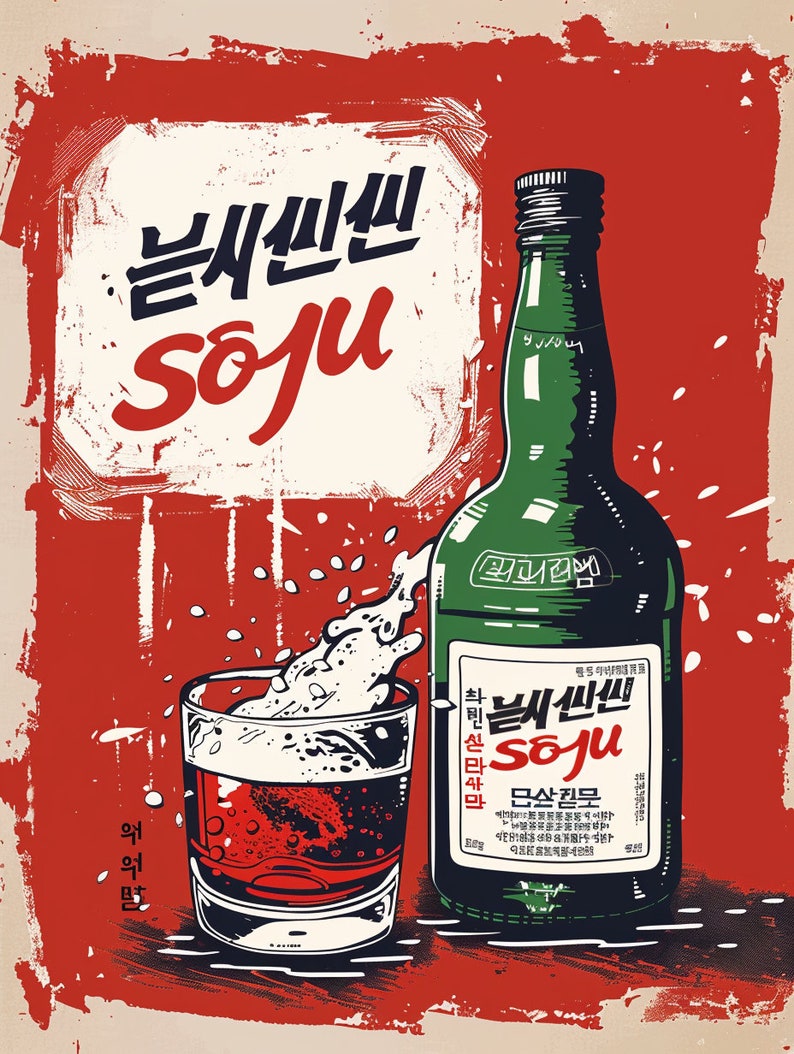 9 Vintage Soju Bottle Poster Set, Korean Alcohol Wall Art, Retro Bar ...