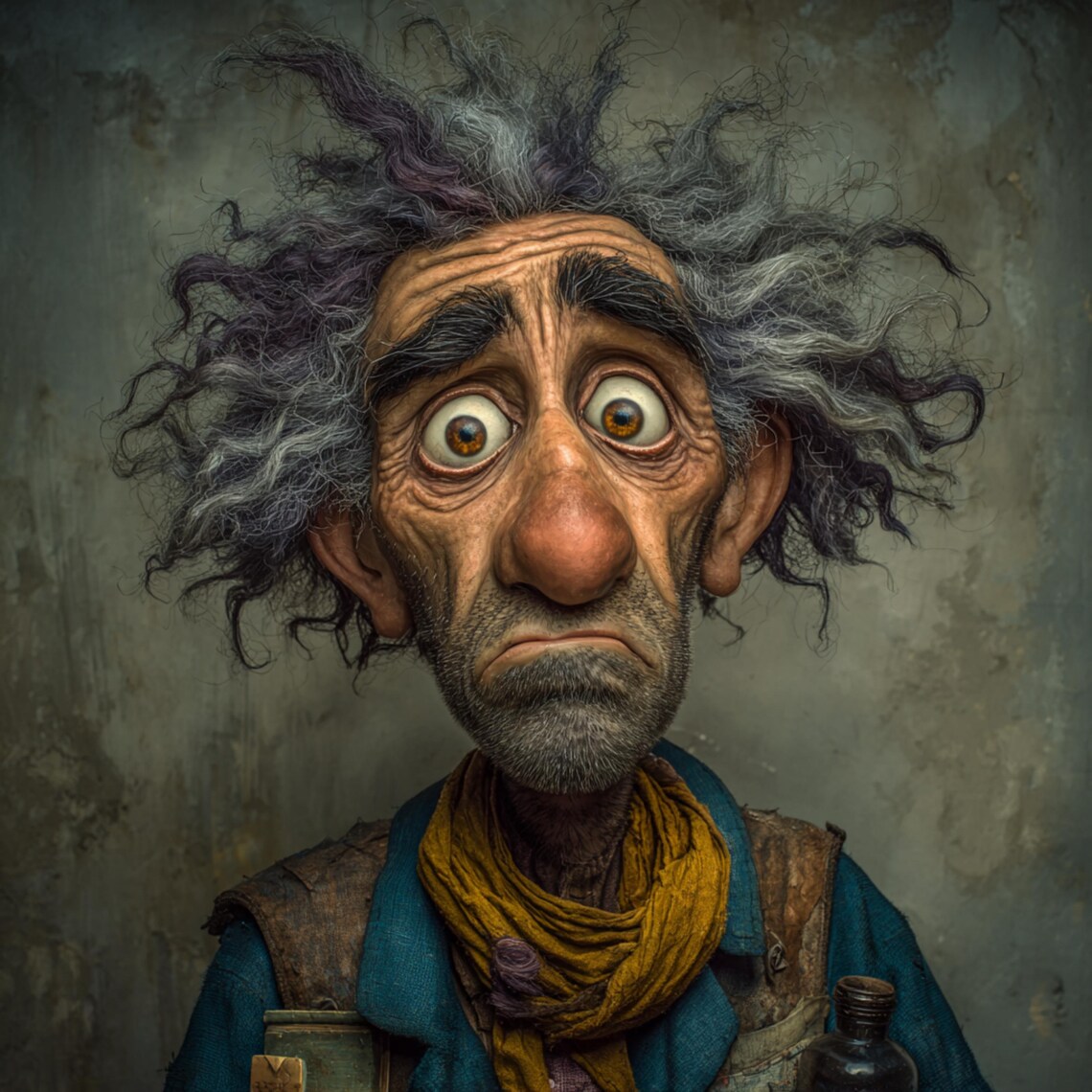 Weird Man Character Art: Whimsical Portrait PNG Bundle (digital ...