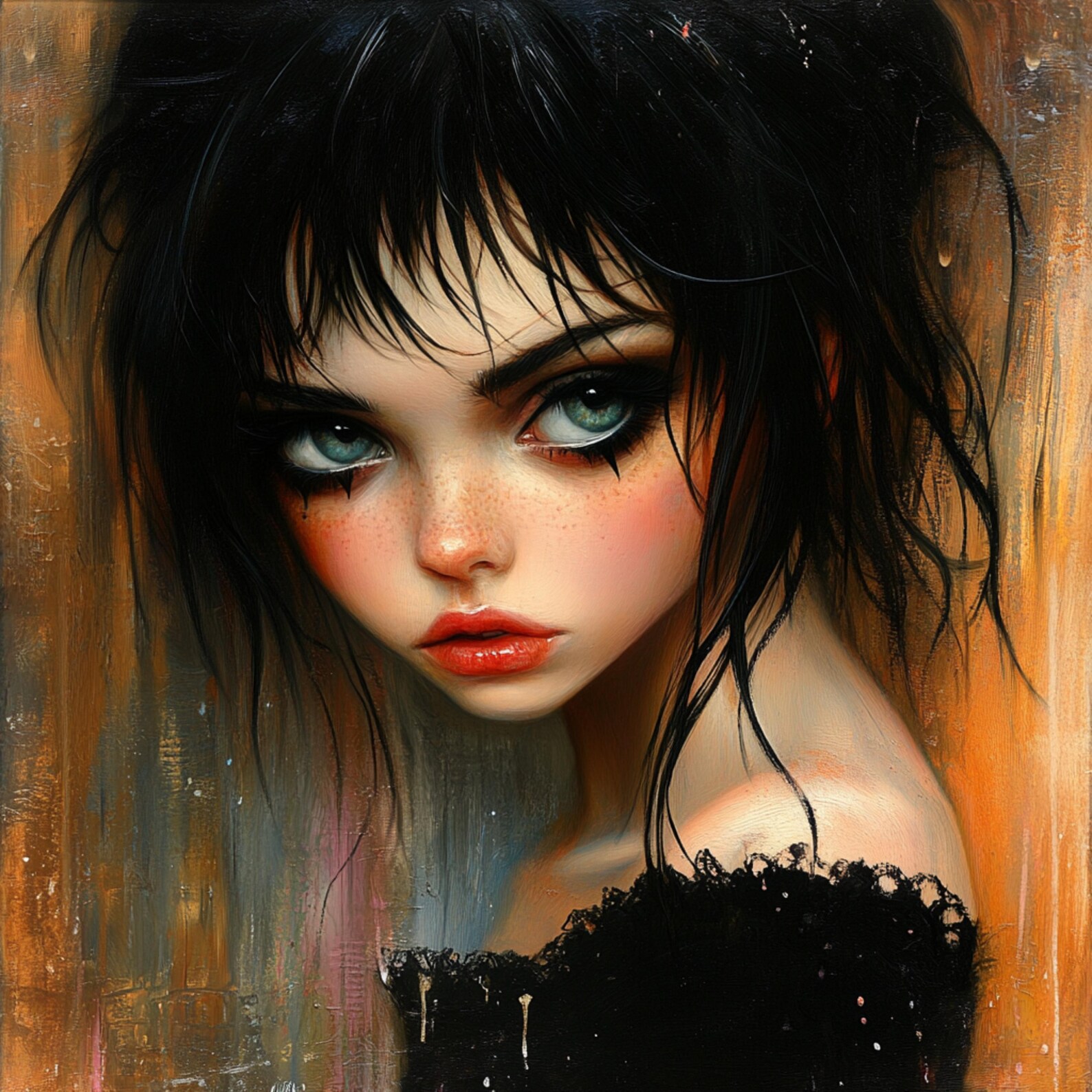 15 Goth Girl Female Portrait, Digital Art Print, Large Square Artwork ...