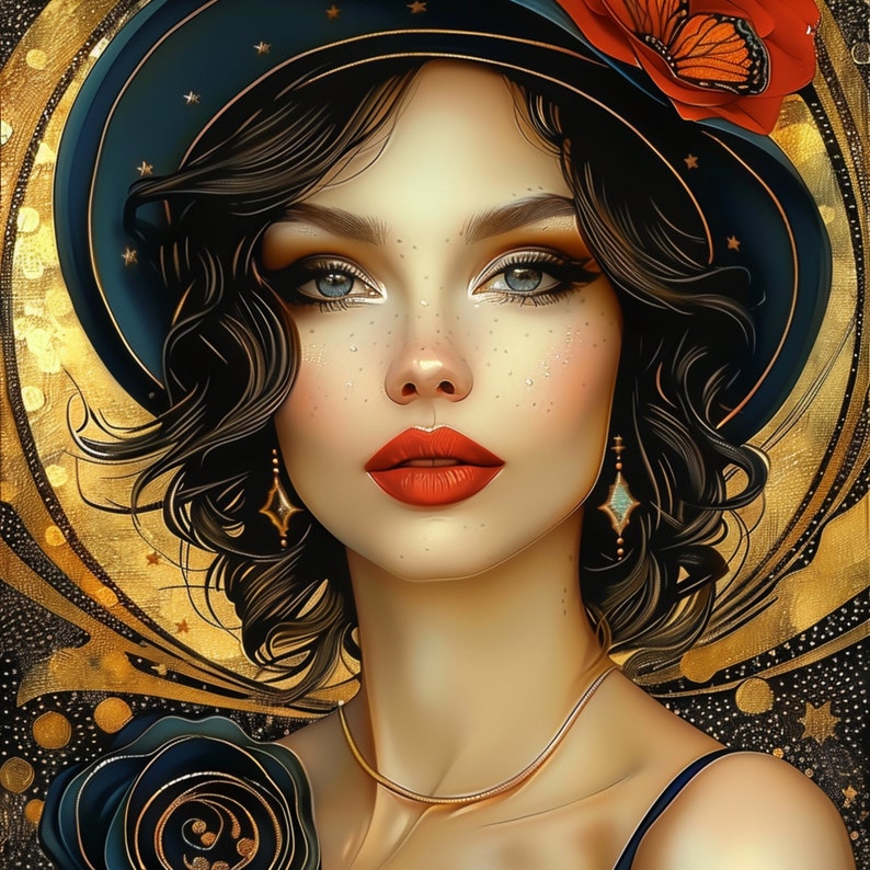 THIRTEEN Art Deco Female Portraits, Vintage Digital Art, Instant ...