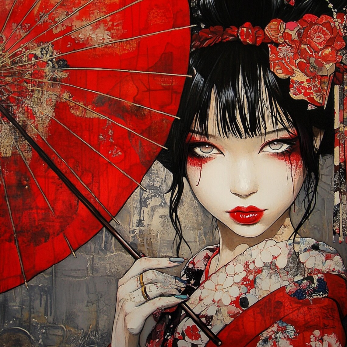 60 Geisha Japanese Girl Poster Large Square Artwork 60 Digital Images ...