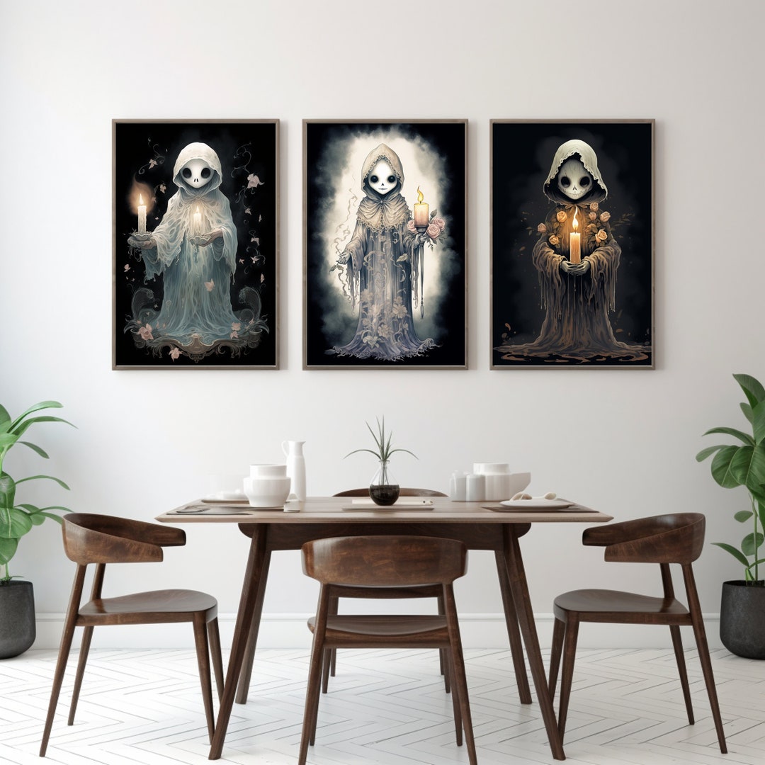 Digital Download Vintage Retro Gothic Ghost Triptych Halloween - Eerie ...