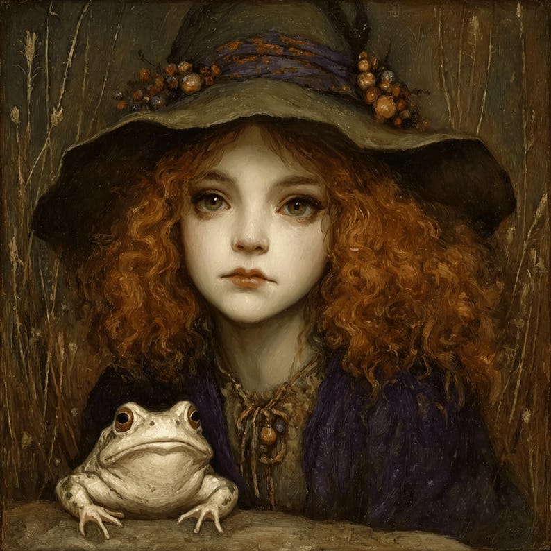 16 Witch With Toad Digital Art, Printable Witchy Wall Art, DIY Craft ...