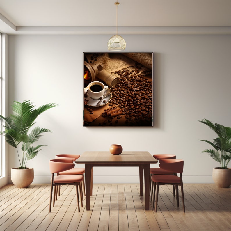 THREE Coffee Kitchen Wall Decor Prints Coffee Beans Printable Artwork ...