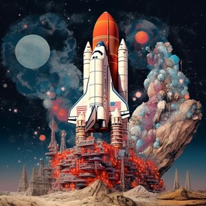 NINE Space Shuttle Rocket Launch Poster, Digital Download, Rocket ...