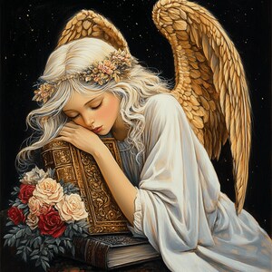 9 Sleeping Angel Poster, Large Square Artwork, Digital Images, Angel ...