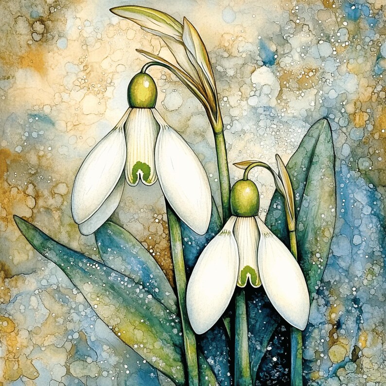 Snowdrop Digital Art Prints Set of 11 Botanical Wall Art Images ...