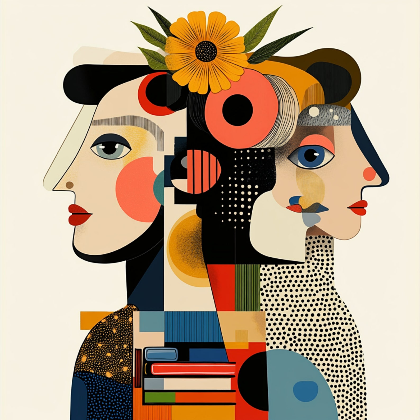 14 Modern Abstract Geometric Art, Minimalist People Artwork, Large ...
