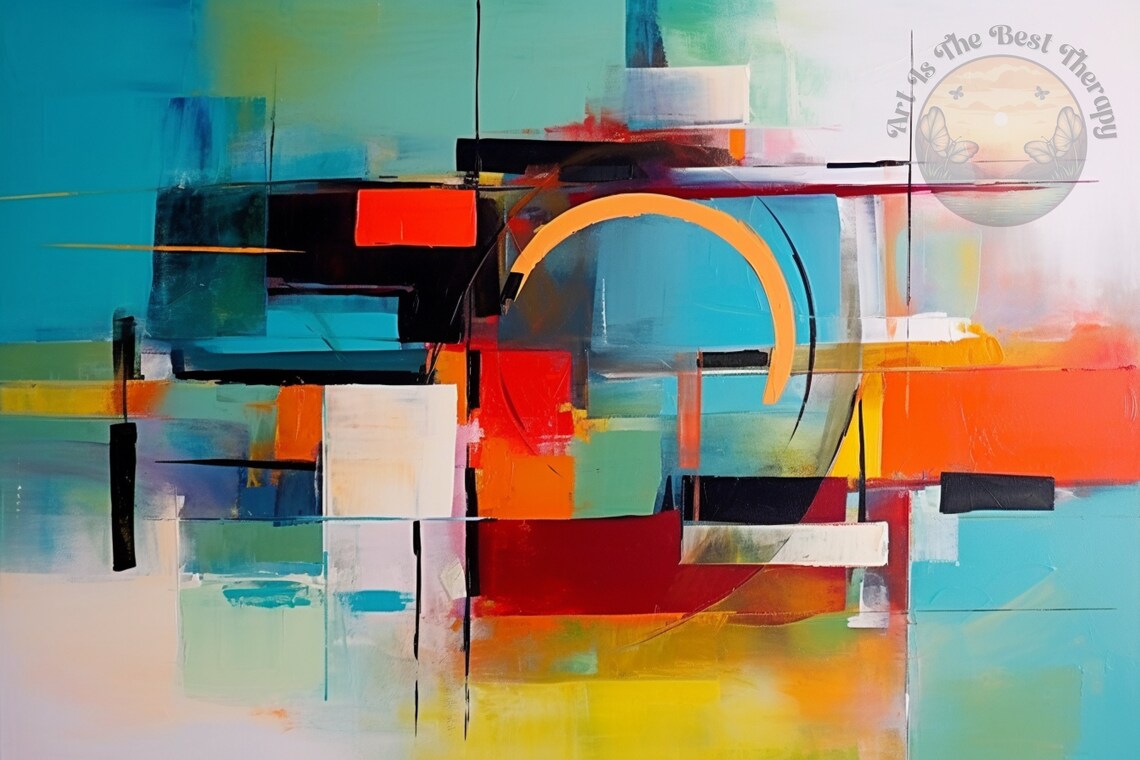 Abstract Art Modern Contemporary Bold Primary Colours Digital Download ...