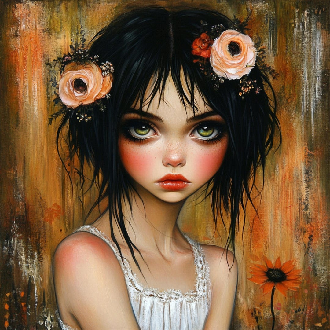 15 Goth Girl Female Portrait, Digital Art Print, Large Square Artwork ...