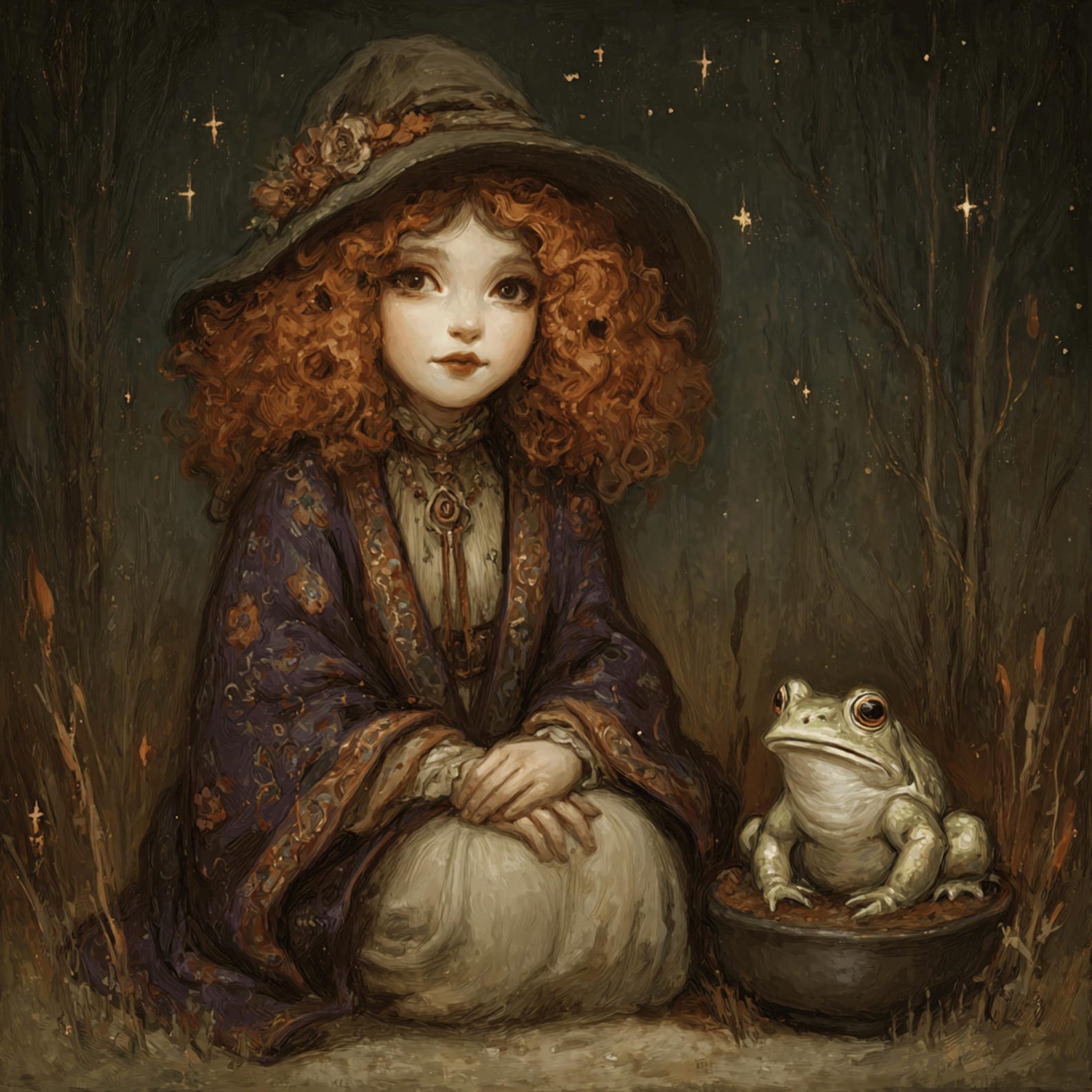 16 Witch With Toad Digital Art, Printable Witchy Wall Art, DIY Craft ...