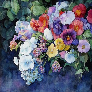 12 Hydrangea Watercolor Abstract Floral Digital Images Set of 12, Large ...