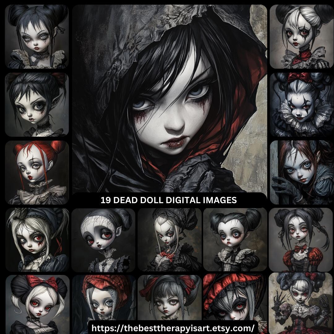 19 Digital Images, Living Doll, Dead Dolly, Large Square Artwork, Horror Poster, Halloween Decor ...