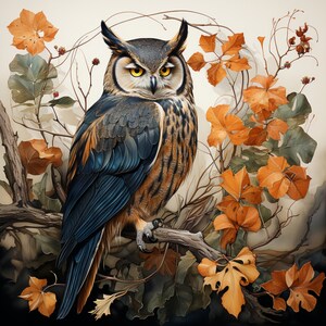 TWENTY SEVEN Colorful Owl Art Print, Floral Owl Wall Decor, Vibrant ...