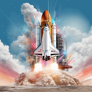 NINE Space Shuttle Rocket Launch Poster, Digital Download, Rocket ...