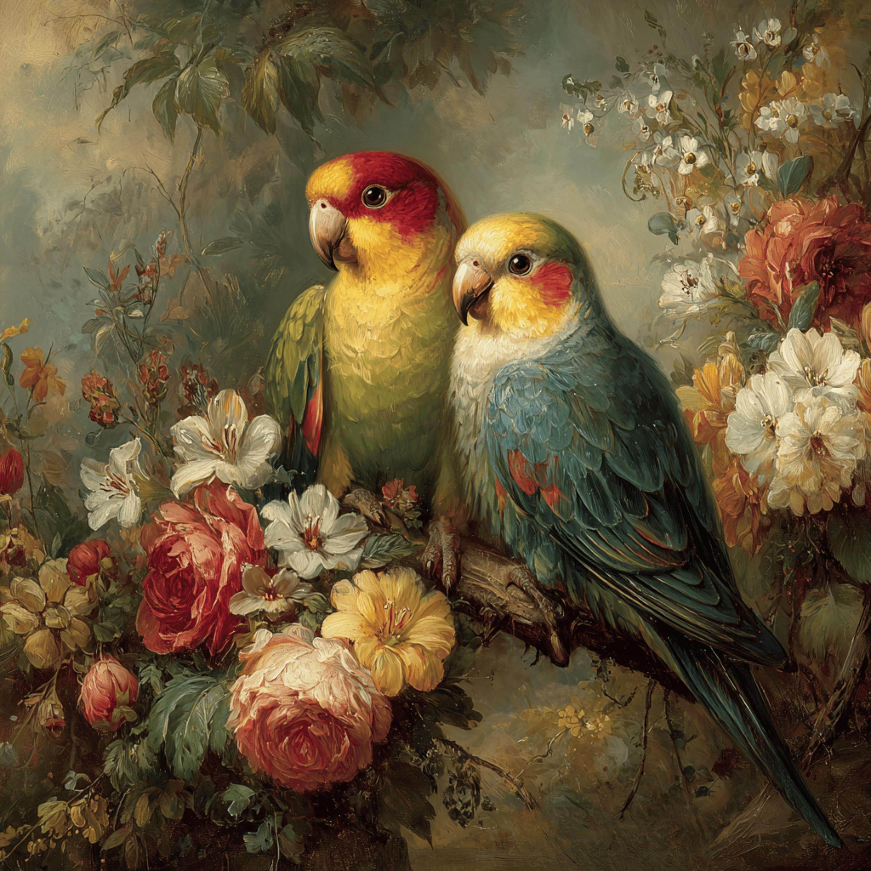 15 Colorful Parrot Portraits Digital Wall Art, Tropical Bird Paintings ...