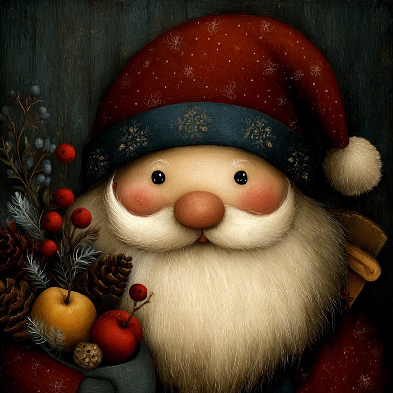 26 Nordic Santa Portraits, Scandinavian Christmas Art, Cozy Winter ...