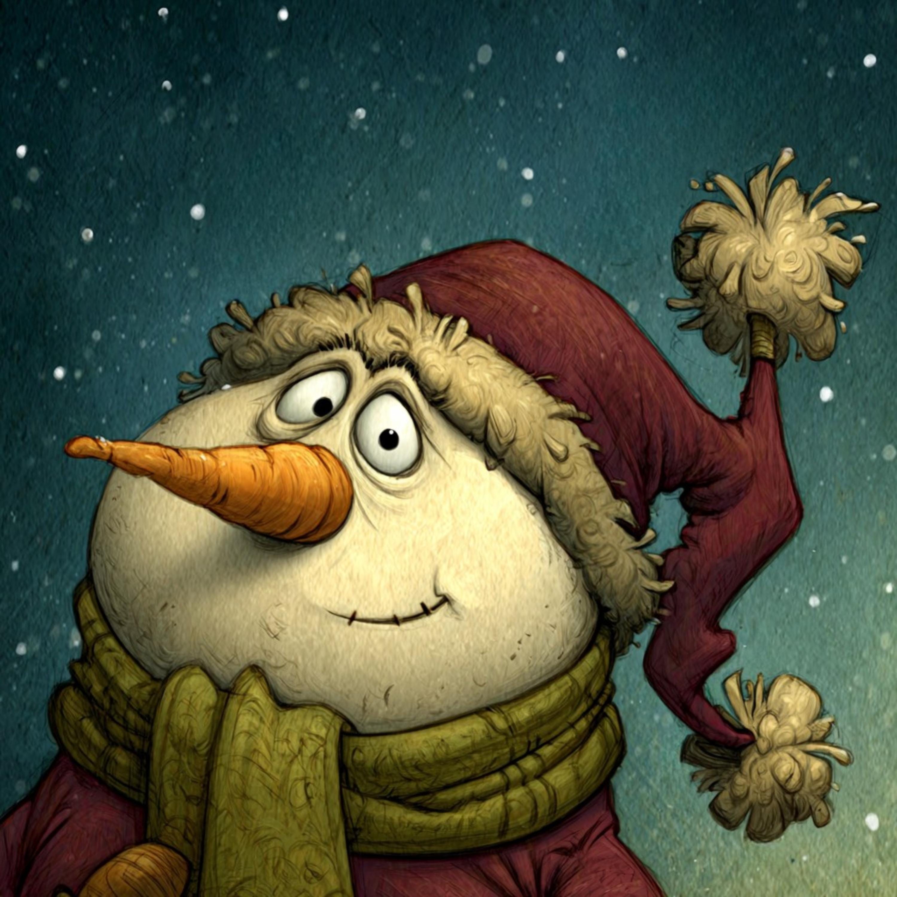 55 Whimsical Christmas Character Art Set With Snowmen Dogs Reindeer ...