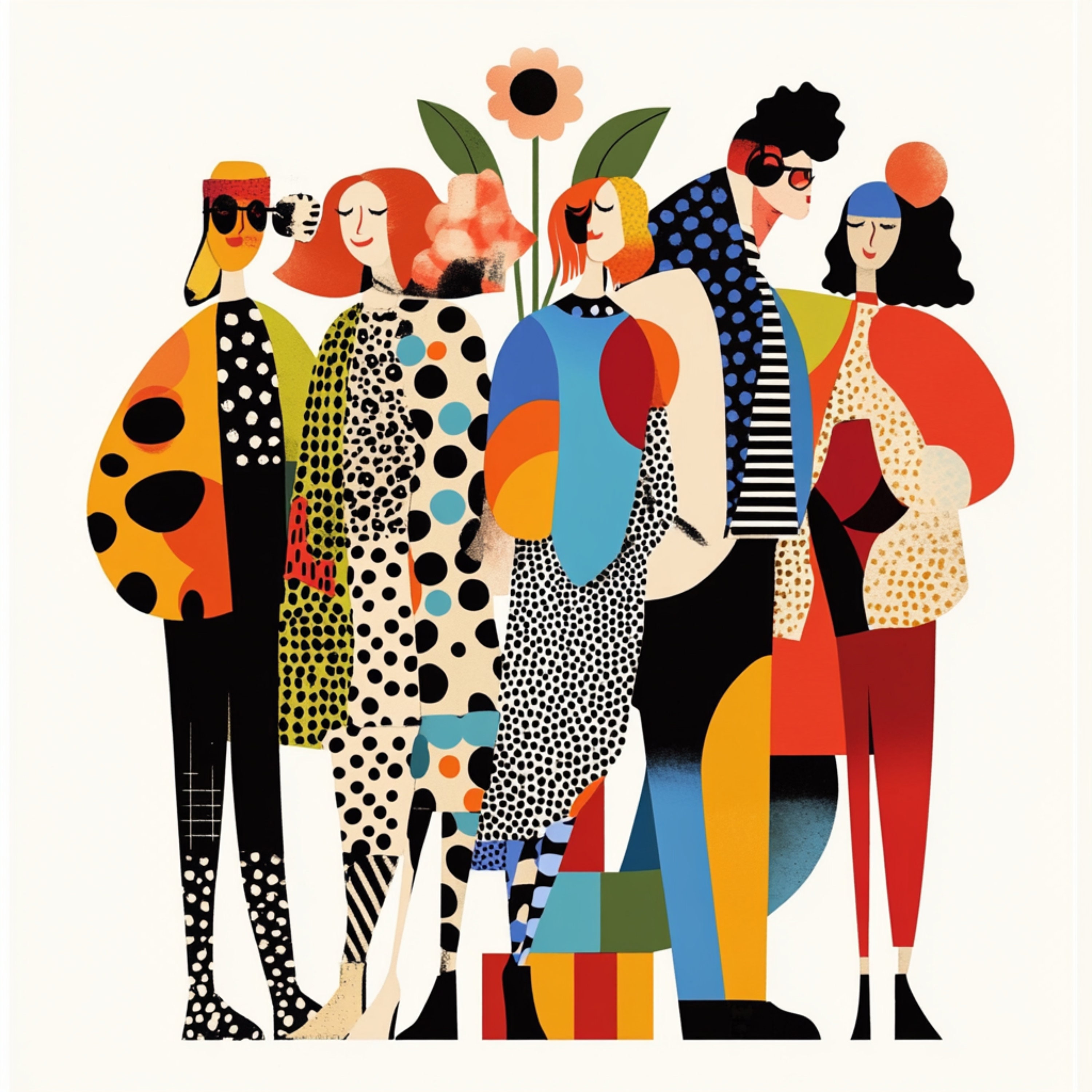 14 Modern Abstract Geometric Art, Minimalist People Artwork, Large ...