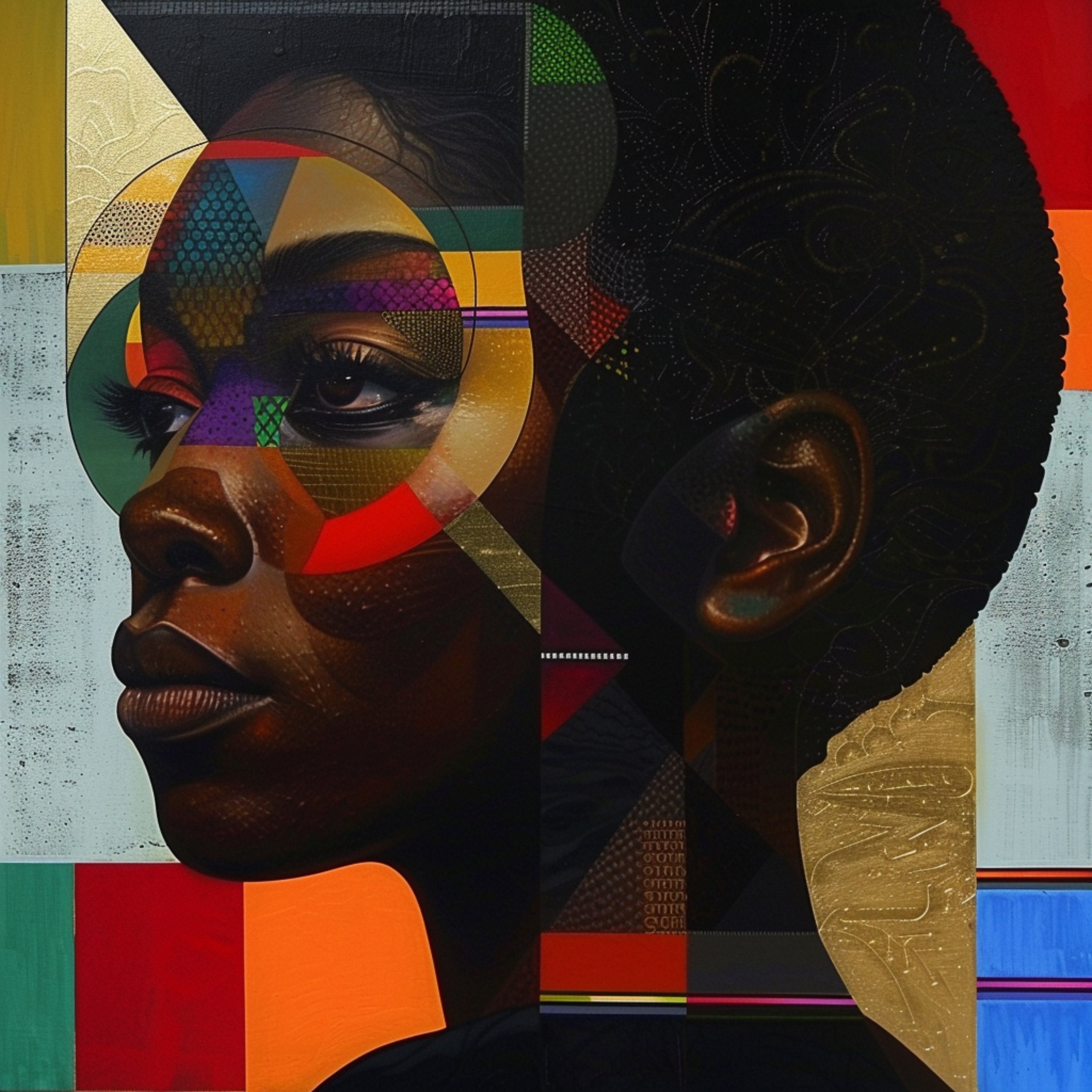 NINE Colorful Abstract Black African Woman Portrait Wall Art, Digital ...