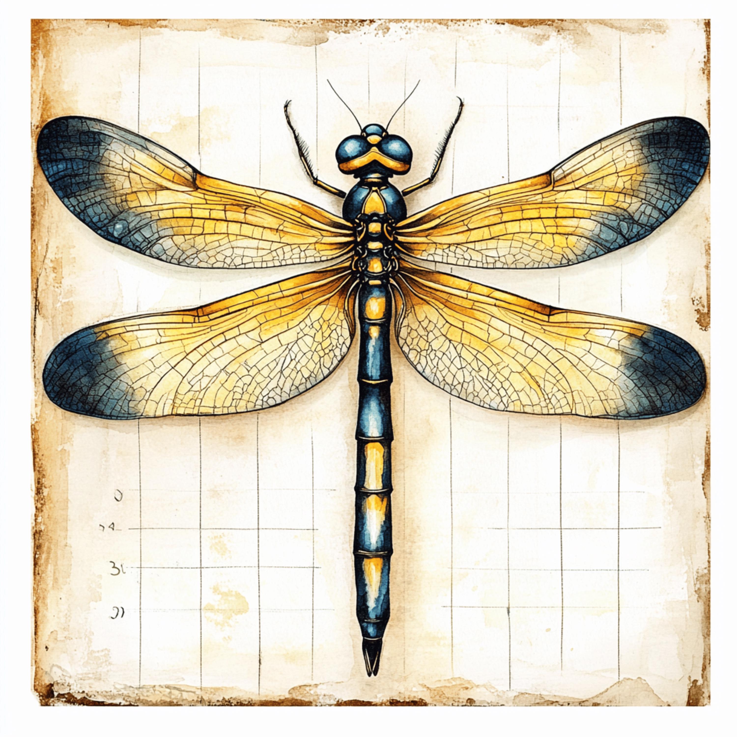 11 Dragonfly Digital Art Print, Large Square Wall Art, Office Artwork ...