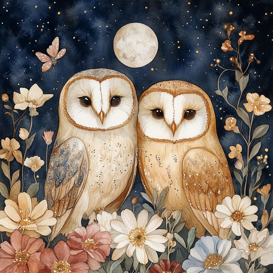 16 Enchanting Owl Art Prints, Set of 16 Digital Posters, Large Square ...