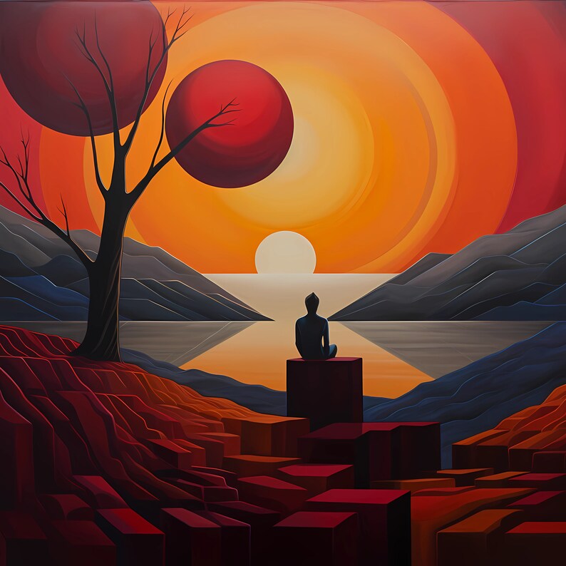 Solitude Meditation Wall Art Set | Mindfulness Digital Prints for POD ...