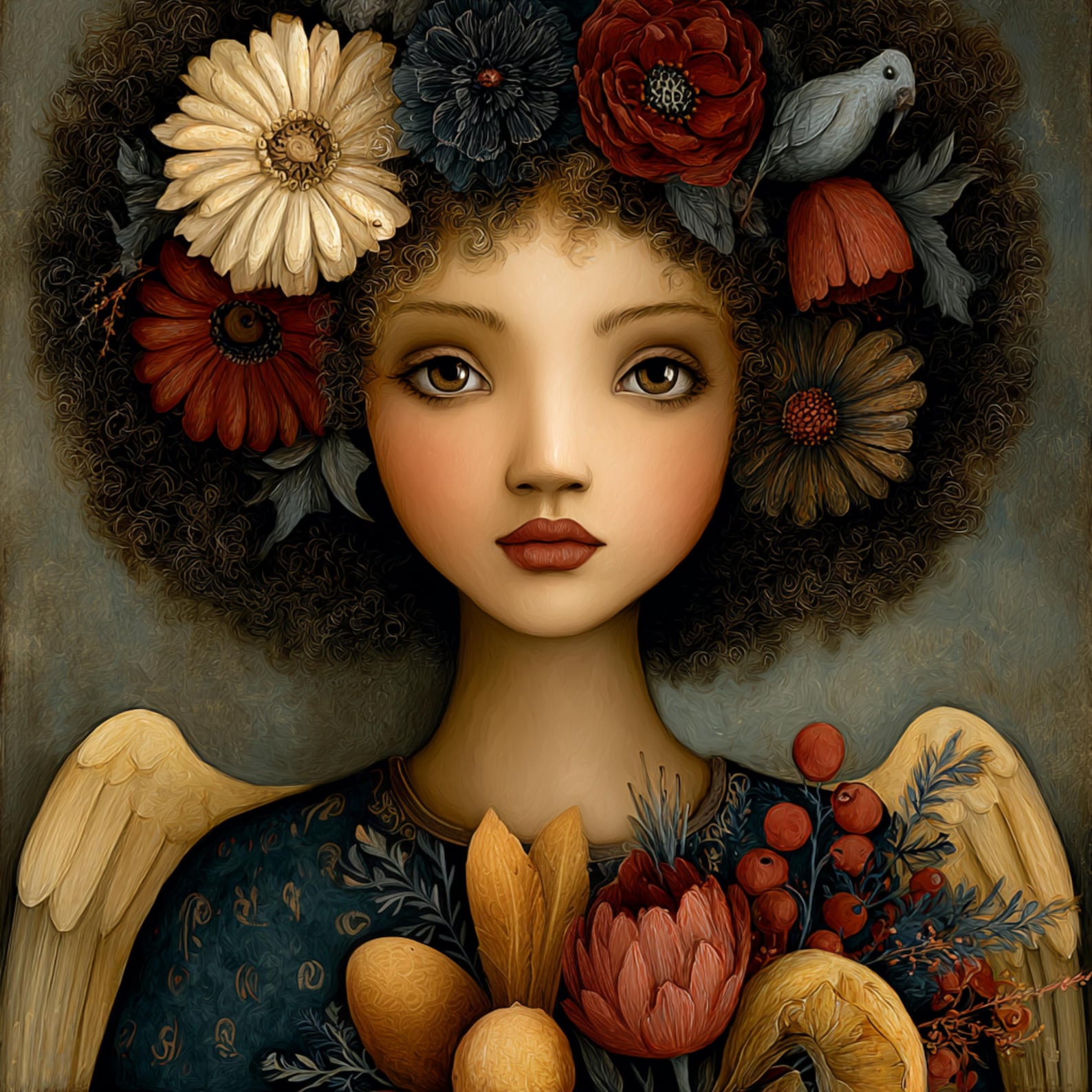 40 Fantasy Angel Portraits, Ethereal Floral Art, Whimsical Digital ...