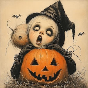 25 Spooky Halloween Pumpkin Poster Creepy Jack O Lantern Art Scary ...