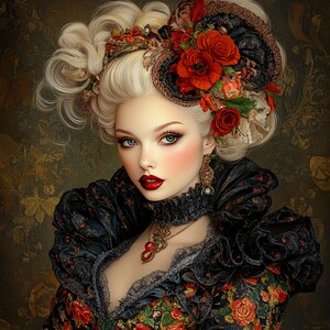 18 Digital Images Rococo Female Portraits Ornate Art Large Square ...