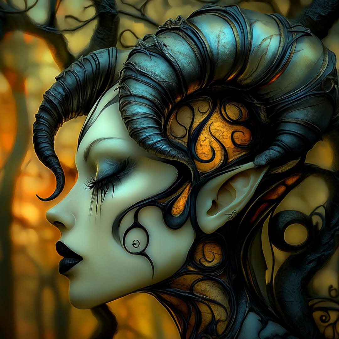 11 Enchanted Female Demon Art, Large Square Artwork, Digital Images ...
