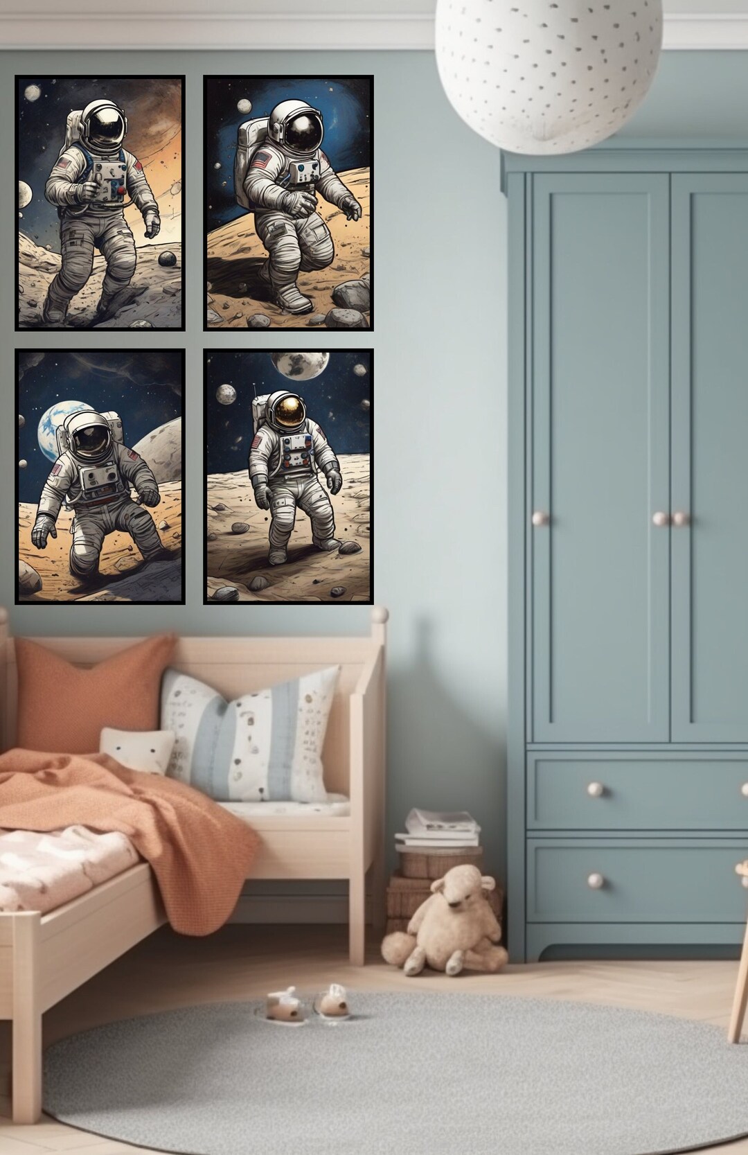 FOUR Spaceman Astronaut Posters Wall Art Instant Printable Digital ...